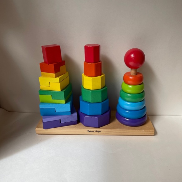 Melissa & Doug | Toys | Geometric Stacker Wooden Educational Toy Shape ...